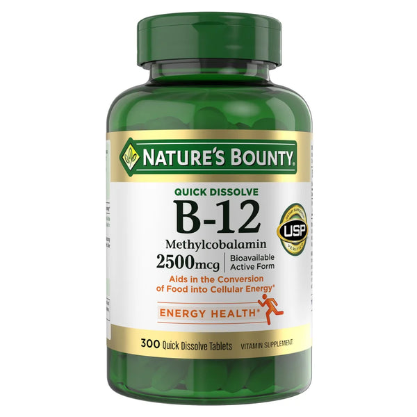 Nature's Bounty Vitamin B-12 2500 mcg, 300 Quick Dissolve Tablets – JNK ...